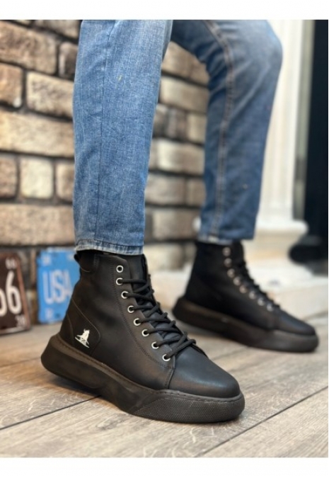 0155-KMR Bağcıklı Erkek Yüksek Tabanlı Bot - Boa Toptan Erkek Ayakkab